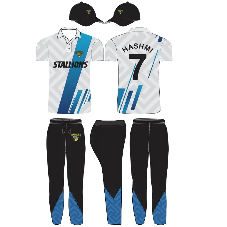 Black & White Cricket Uniform Fully Customizable with Name and Number 3 ...
